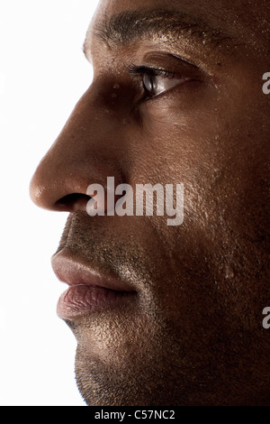 Profile of sweaty man’s face Stock Photo - Alamy