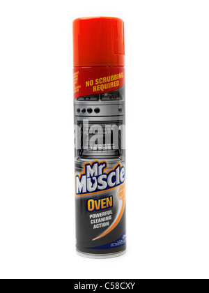 Can of Mr Muscle Oven Cleaner on a white background Stock Photo - Alamy