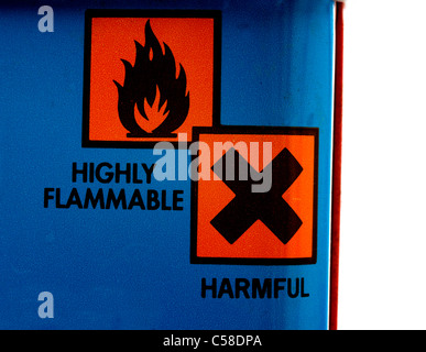 Highly Flammable And Harmful Warning Symbols On Lighter Fluid Stock ...