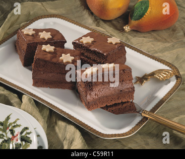 Chocolate sheet cake with cream filling.. Traditional german milk slice ...