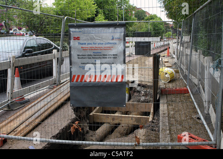 Roadworks caused by renewing gas pipes in Camberwell, London, England ...