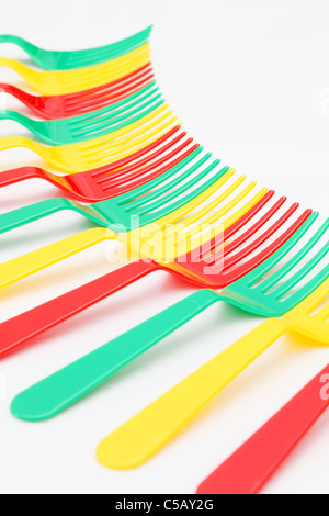 Colorful plastic forks isolated on white background Stock Photo - Alamy