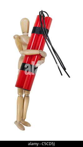 Bundle of red sticks of dynamite with long fuses in a toilet - path ...