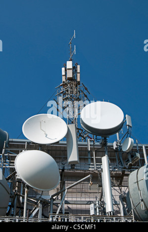 Transmitters, antennas and repeaters on building Stock Photo - Alamy