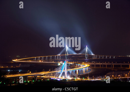 night scape of the Incheon bridge Stock Photo - Alamy