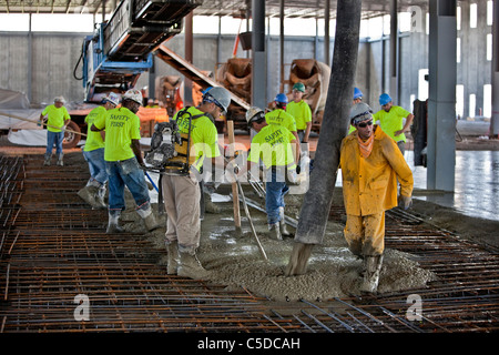 Concrete Pour over Rebar (reinforcing steel, reinforcement steel Stock ...