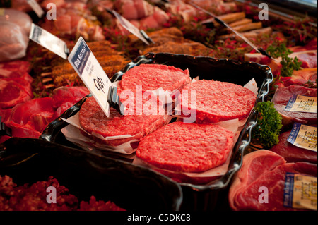 Fresh beefburgers on sale at Rob Rattray's small independent butcher's ...