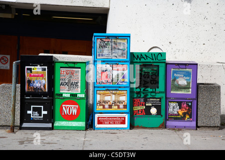 Free newspaper boxes on the street, New York City, America, USA. A ...