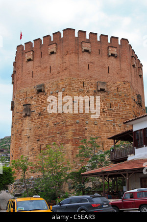 The historical Red Tower in the Alanya district of Antalya, one of the ...