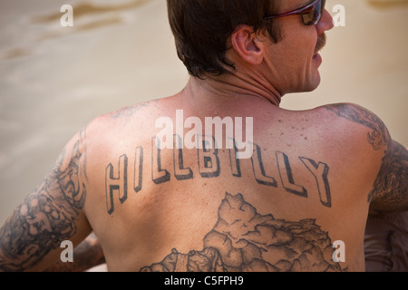 Full back Hillbilly tattoo during the annual Summer Redneck Games ...