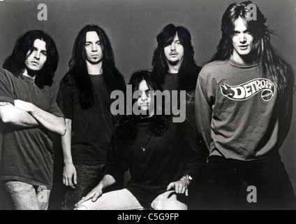 SKID ROW promotional photo of US heavy metal group from l: Rachel Bolan ...