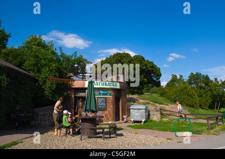 Beer garden at Parukarka park Zizkov district Prague Czech Republic ...