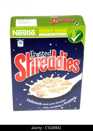 A Box Of Nestle Frosted Shreddies Breakfast Cereal Against a White ...