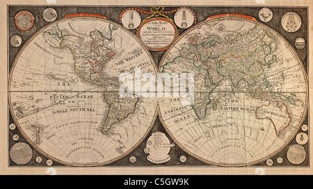 Colored antique map of the New World (the Americas) c. 1607 by Michael Mercator, Flemish (1567 ...