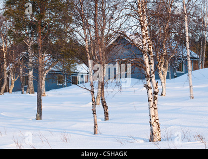 Traditional Sami settlement in Finnish Lapland during winter Stock ...