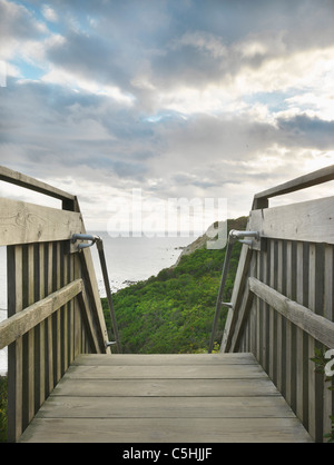 Very high wooden staircase leading to a beach near Esperance, south ...