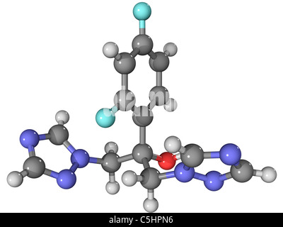 Fluconazole. Molecular model of the anti-fungal drug fluconazole (C13 ...