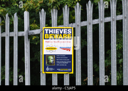 Thieves Beware Smart Water sign Stock Photo - Alamy