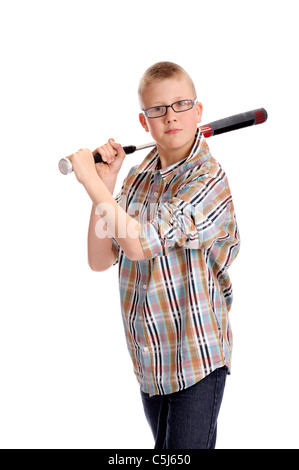 Man with baseball bat isolated on white Stock Photo - Alamy