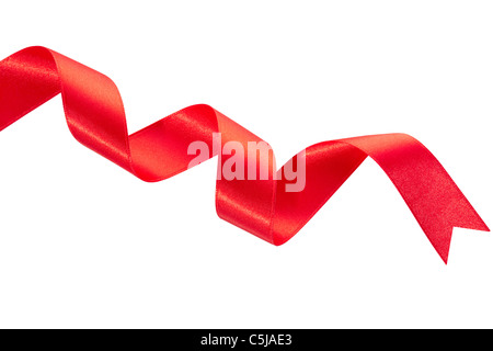 Silk red ribbon isolated on white Stock Photo - Alamy