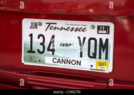 Tennessee license plate; vehicle registration number. Tennessee number ...