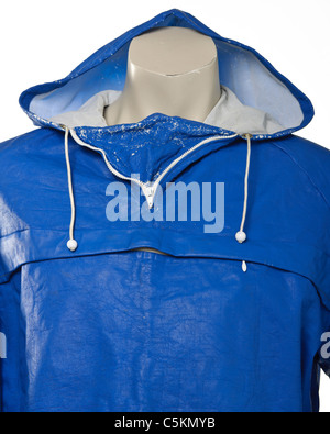 Men's Peter Storm vintage cagoule in blue in a heavy PVC material shows ...