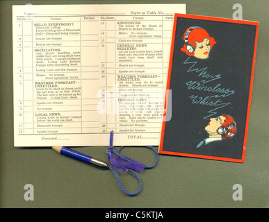 Whist cards circa 1925 and 1934 whist drive ticket Stock Photo - Alamy