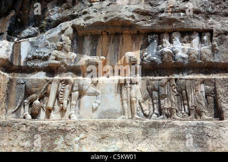 Relief of Sassanian king Bahram II (280 AD), near Bishapur, Province ...
