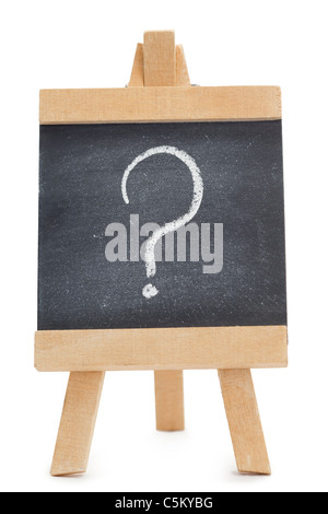 Question mark written on wooden blocks isolated on white background in ...