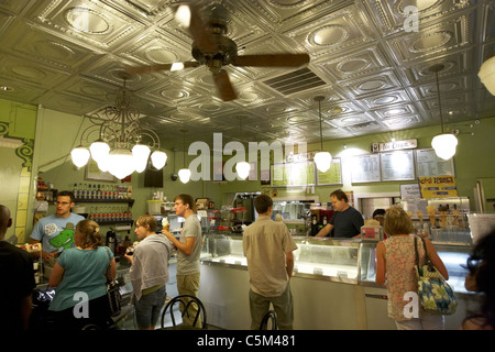 customers queue inside mikes ice cream shop Nashville Tennessee USA ...