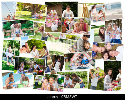 Collage of cute families hugging Stock Photo - Alamy