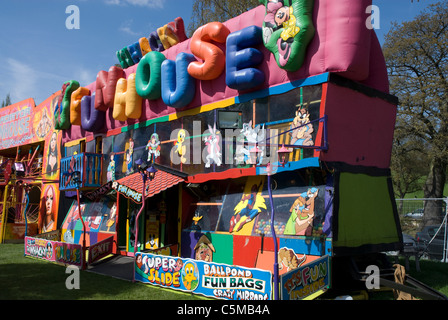 The fun house at a funfair in fun Royal Victoria Park, Bath Somerset UK ...