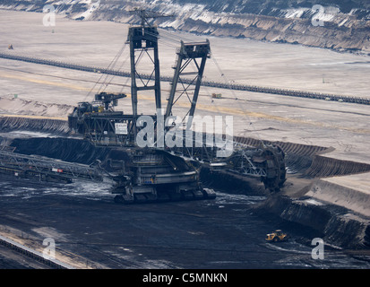 Large excavation machines working in RWE open-cast brown or lignite ...