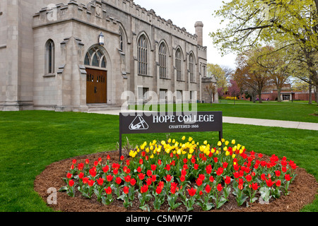 A tulip bed at the Hope College campus in Holland, Michigan, USA Stock ...