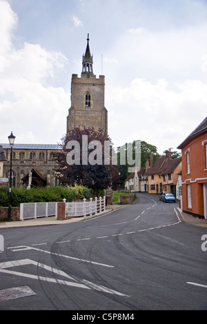 Houses and St Mary Church, Swan Street, Boxford, Suffolk, England Stock ...