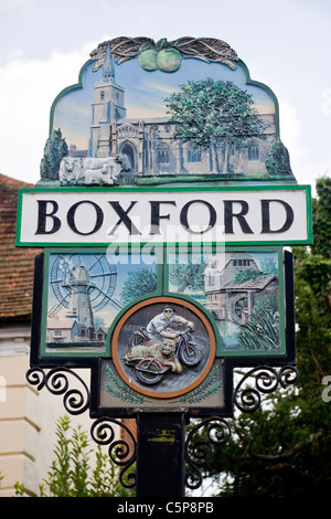 Boxford Village Sign, Suffolk, England Stock Photo - Alamy