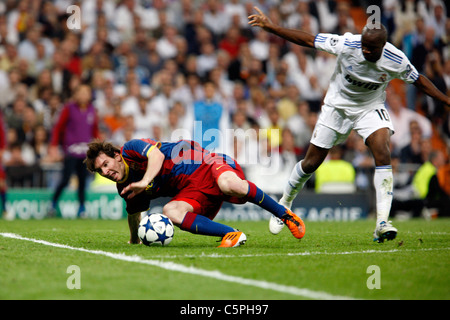 Messi falling down, UEFA Champions League Semifinals game between Real ...