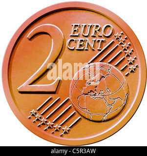 two euro cent coin on a white background. Vector illustration Stock ...