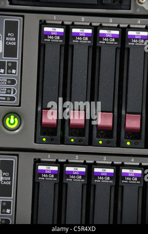 HP Proliant and Dell servers racked in computer server room cabinets ...