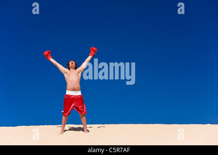 Boxer celebrating victory Stock Photo - Alamy
