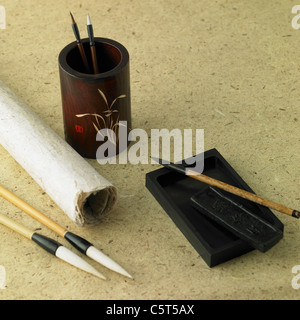 Korean calligraphy and traditional Korean objects Stock Photo - Alamy