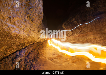The Lava River Cave at Newberry National Volcanic Monument in Oregon is ...