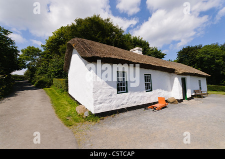 Traditional Irish stone cottage with a thatched roof in County Cork ...
