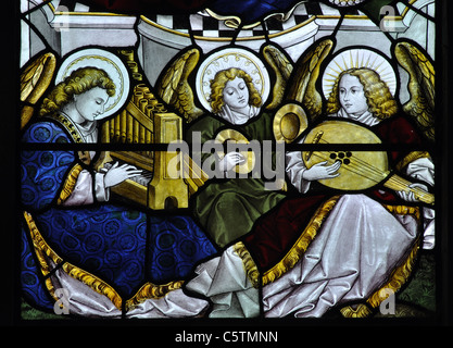 Angel musicians, stained glass window, by Frederick Preedy, 19th ...
