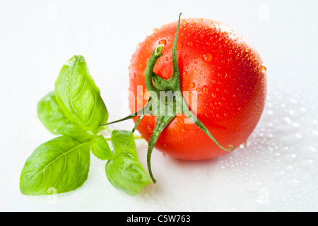 Tomato and basil Stock Photo - Alamy