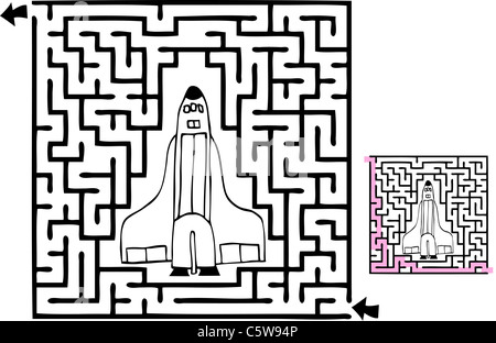 One beginner-level space adventure themed maze with solution Stock ...