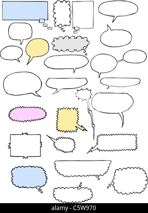 A set of classic style comic word clouds for voice, thought, mechanical ...