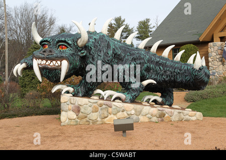 A statue of the Hodag, a mythical creature, in front of the Chamber of ...