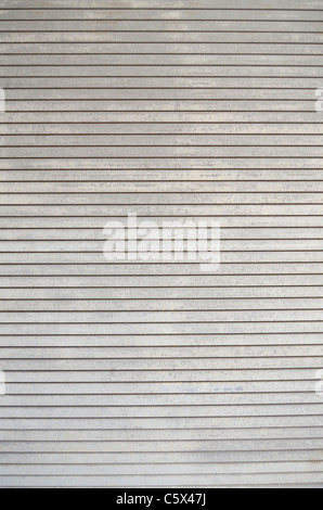 Silver door closed with aluminum shutters in a gray metalic wall, a ...