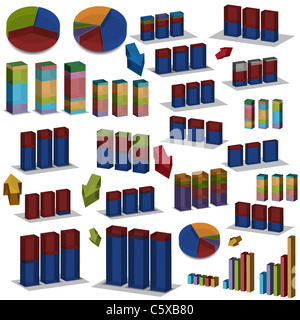 3D image of stacked pie charts Stock Photo - Alamy